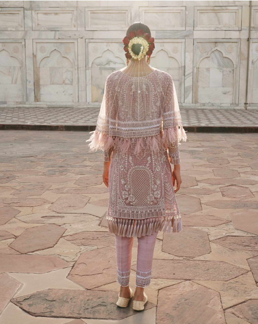 Shop reyna powder pink-based kurta - Falguni Shane Peacock